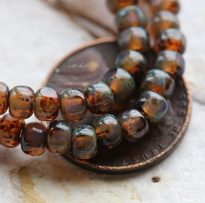 LAVENDER OPAL SEEDS .. 50 Premium Picasso Czech Glass Tri-Cut Seed Bead ...