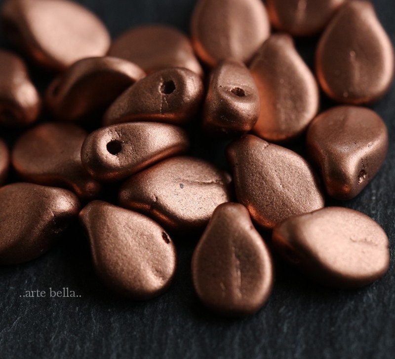 sale .. COPPER PIPS .. 20 Premium Czech Glass Pip Beads 5x7mm (6614-20)