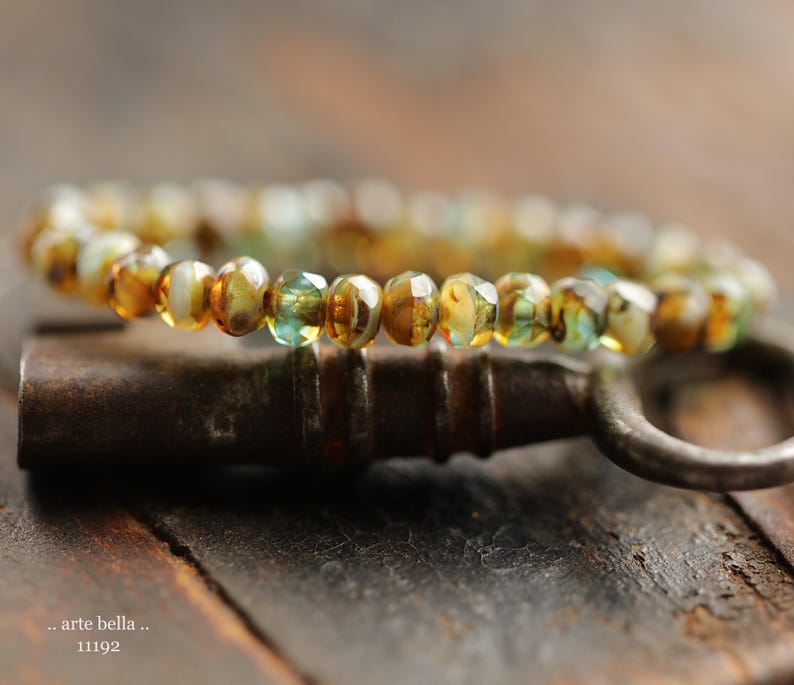 Earthy CARAMEL SKY BABIES .. 30 Premium Picasso Czech Glass Faceted ...