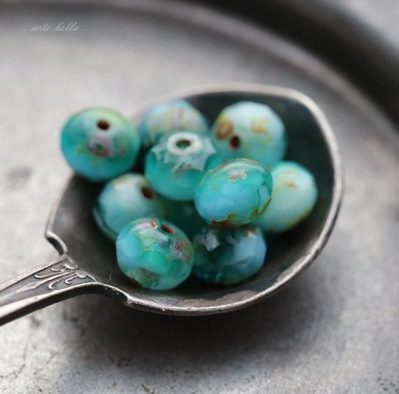 OCEAN WAVE TOTS .. 25 Premium Picasso Czech Glass Rondelle | Etsy