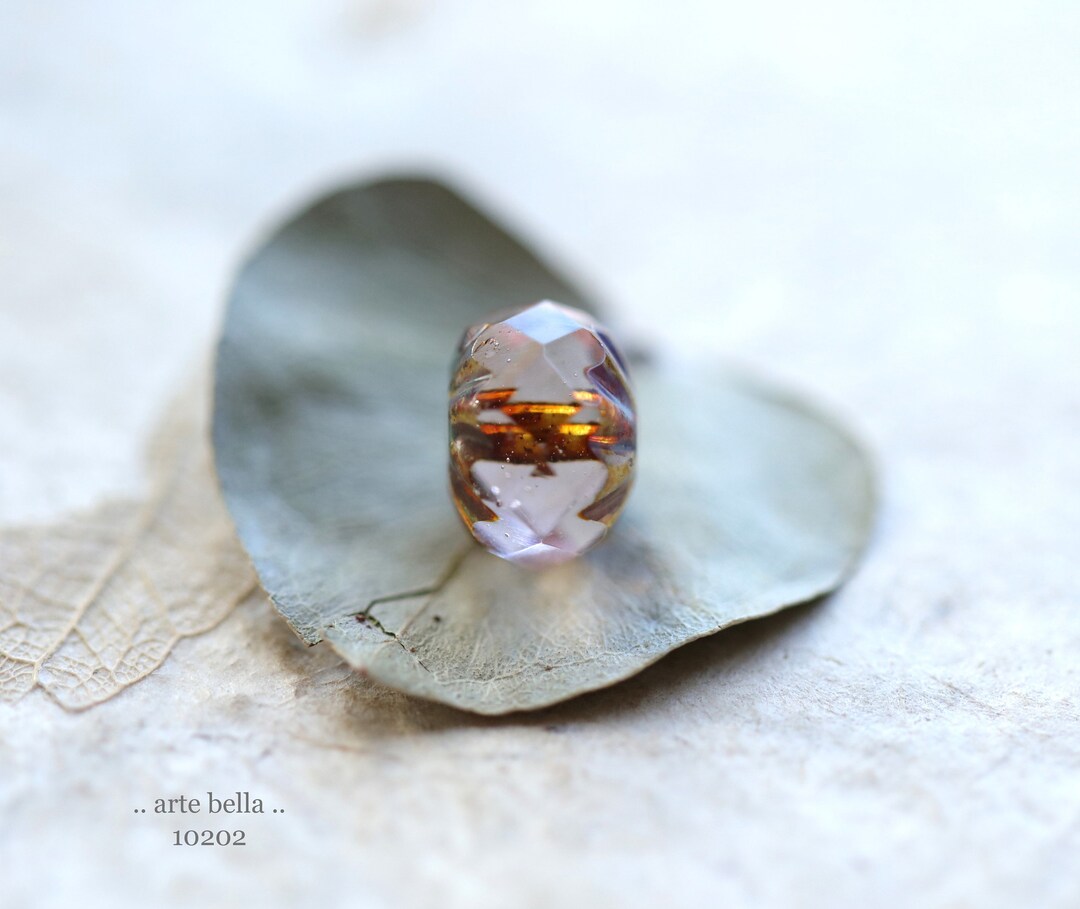 Last Ones .. PINK WHISPER CRULLER .. 9 Premium Picasso Czech Glass ...