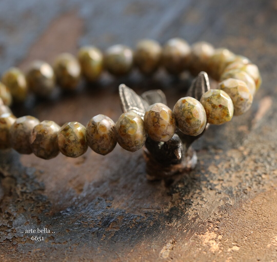 Premium Glass Beads .. GILDED PLUM SMACKS .. 25 Picasso Czech Glass ...