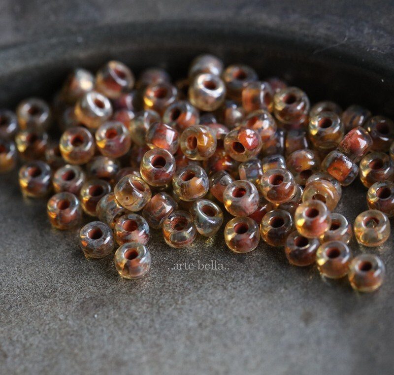 last ones .. HONEY AMBER SEEDS .. 100 Premium Picasso Czech Glass Seed ...