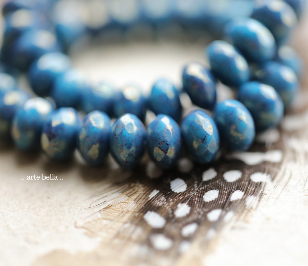 Premium Glass Beads .. BLUE PLUM LUSTER .. 25 Czech Glass Faceted ...