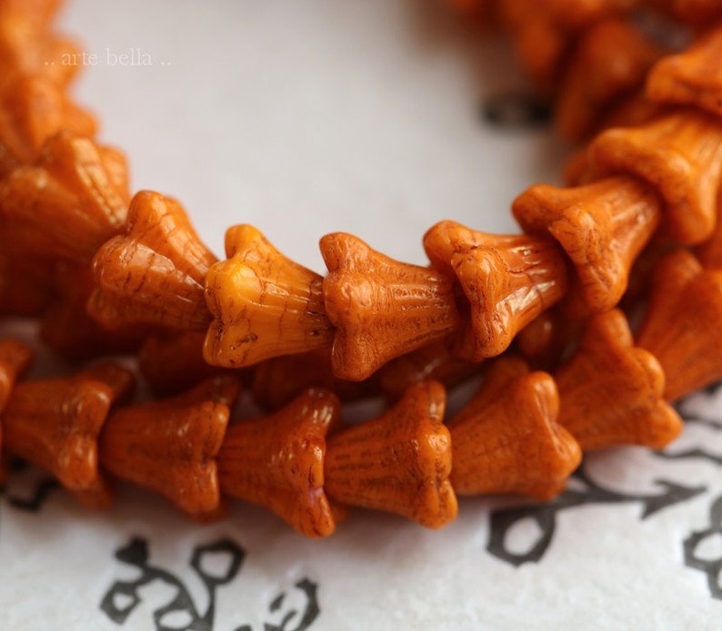BRONZED ORANGE BABY Bells .. 30 Premium Czech Glass Bell - Etsy