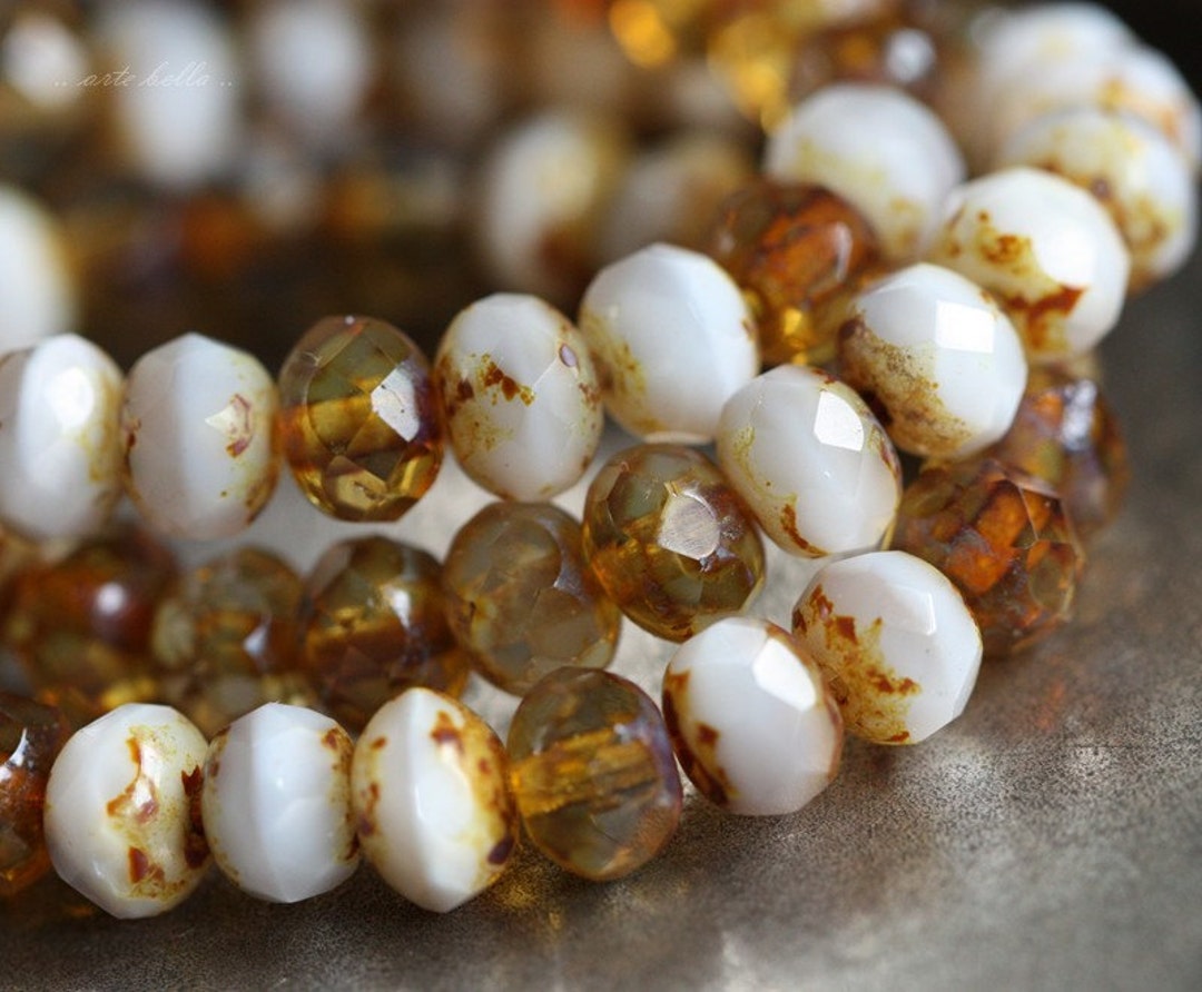 Back in Stock .. PHOEBE .. 25 Premium Picasso Czech Glass Faceted ...