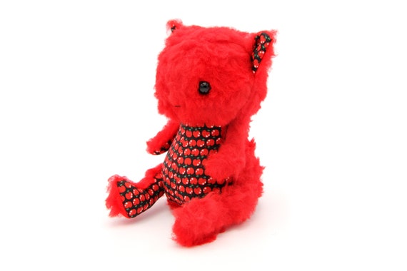 Fluffy Red Soft Toy With Apple Print - Etsy