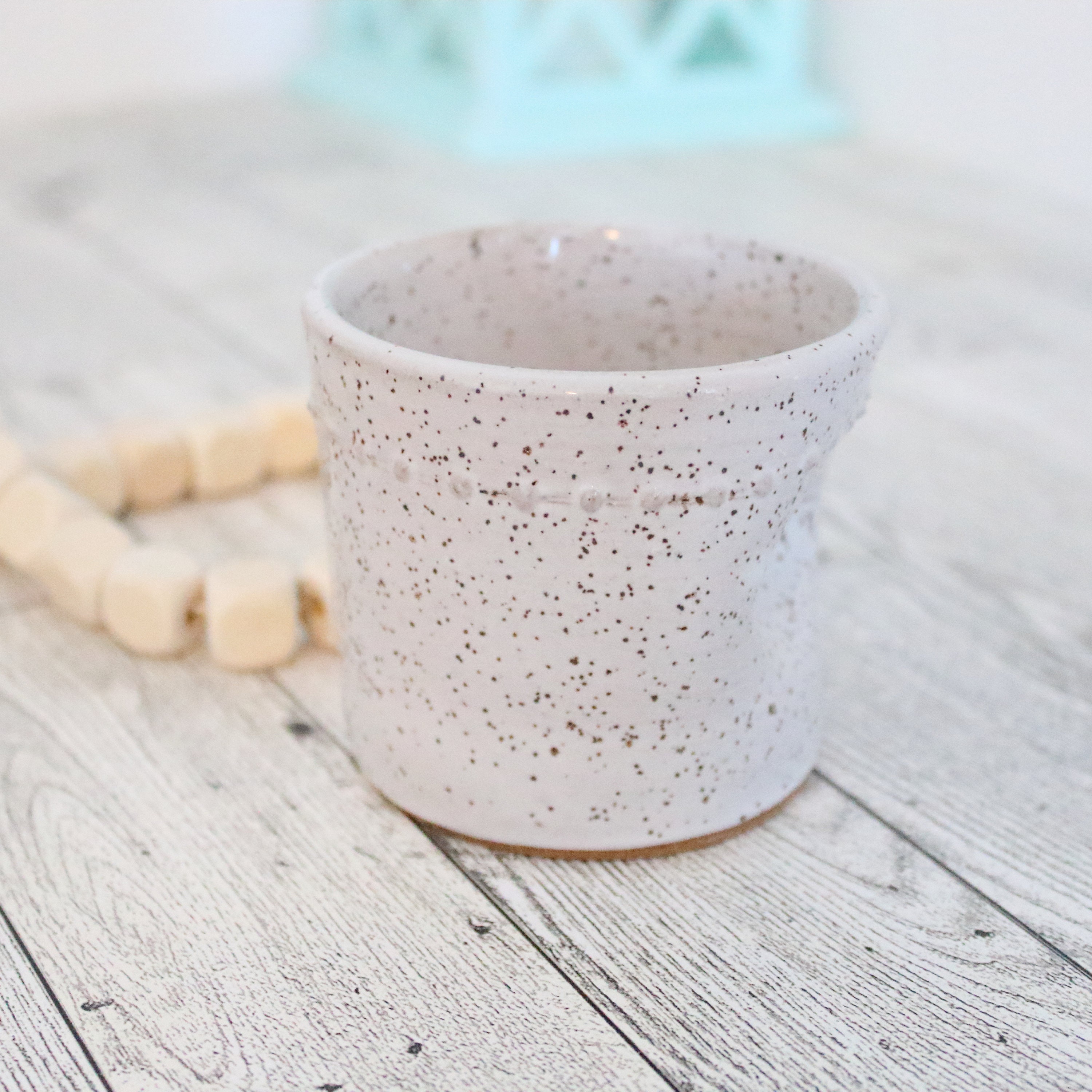 Speckled White Ceramic Pinch Cup With Dots - Etsy