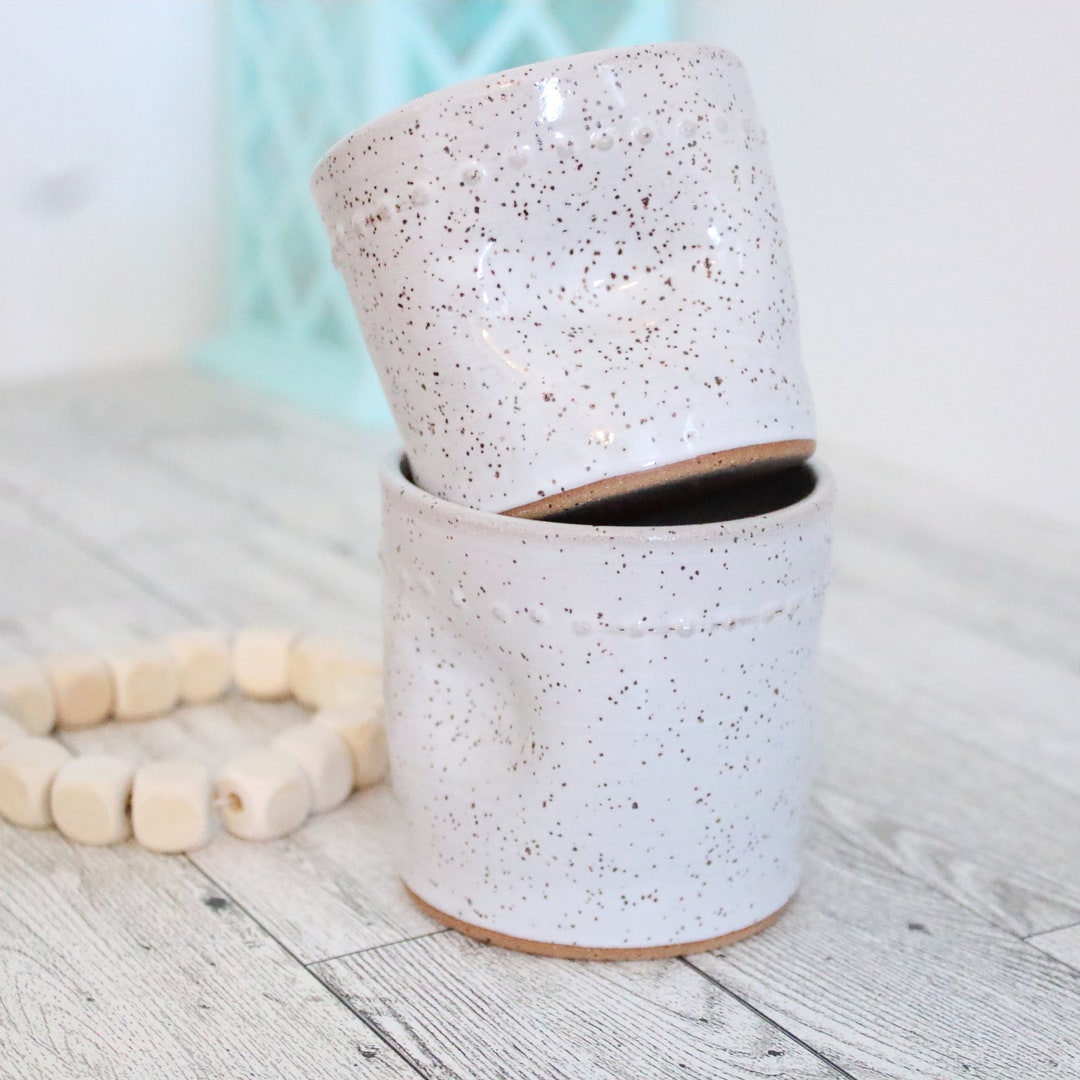 Speckled White Ceramic Pinch Cup With Dots - Etsy