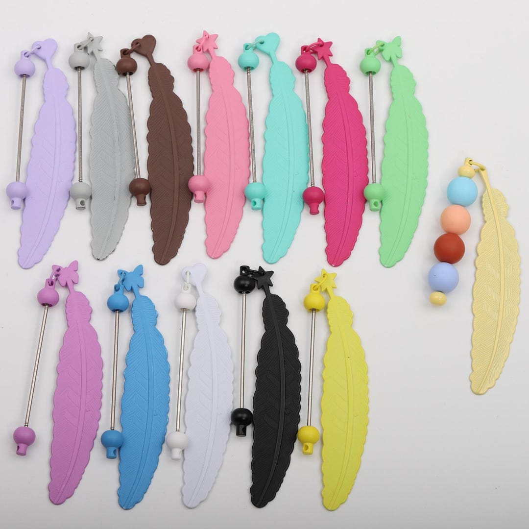 5-50pcs Beadable Bookmarks.bead Bookmarks.metal Feather Bookmarks ...