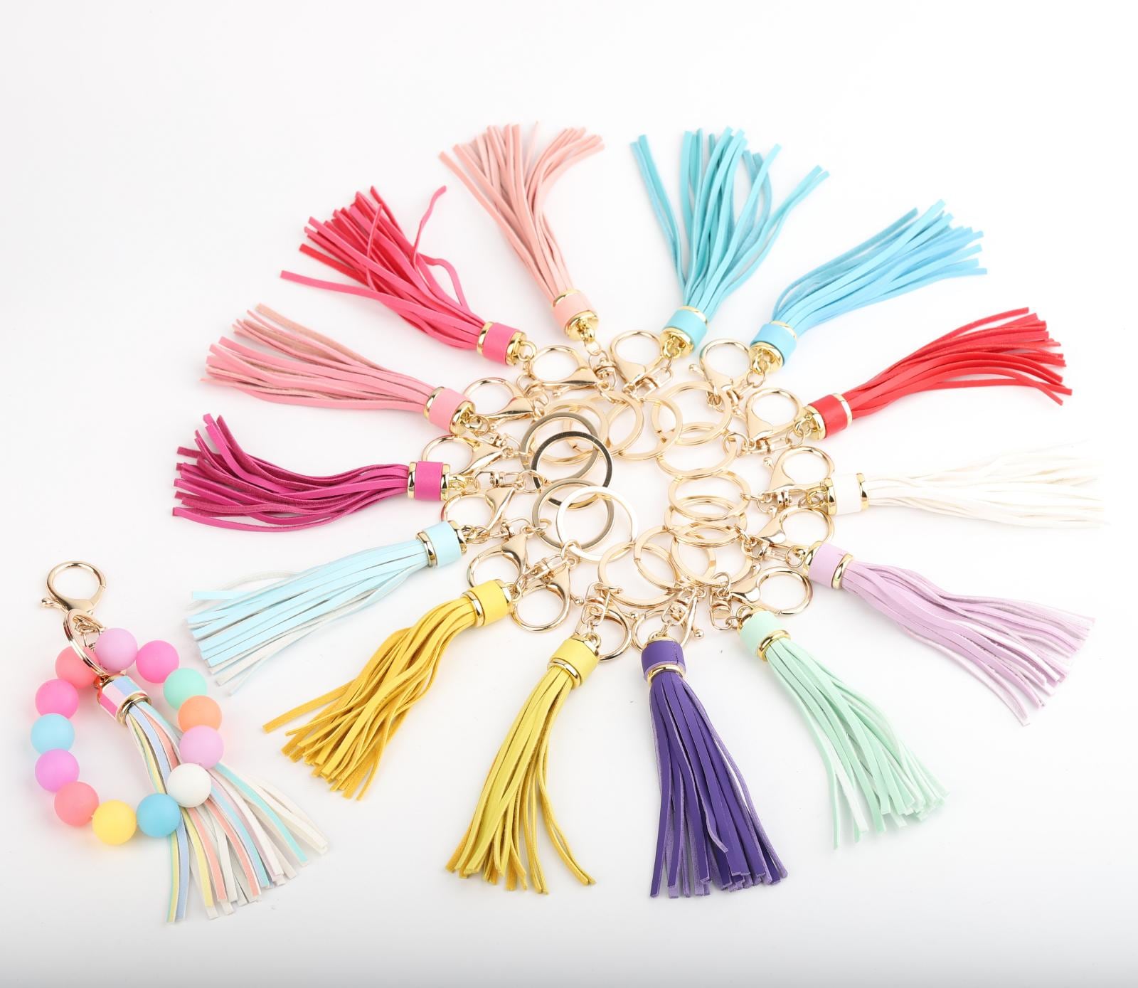 7in Long Faux Leather Tassel Keychain，mix Colors Keychain Tassels ...