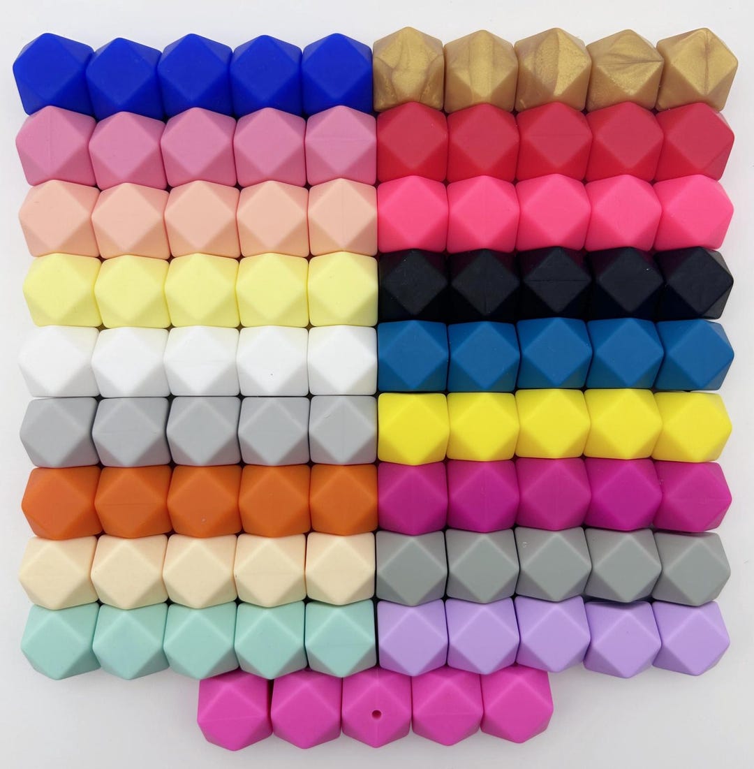 38-380pcs Hexagon Silicone Beads, 14/17mm Wholesale Hexagonal Beads ...