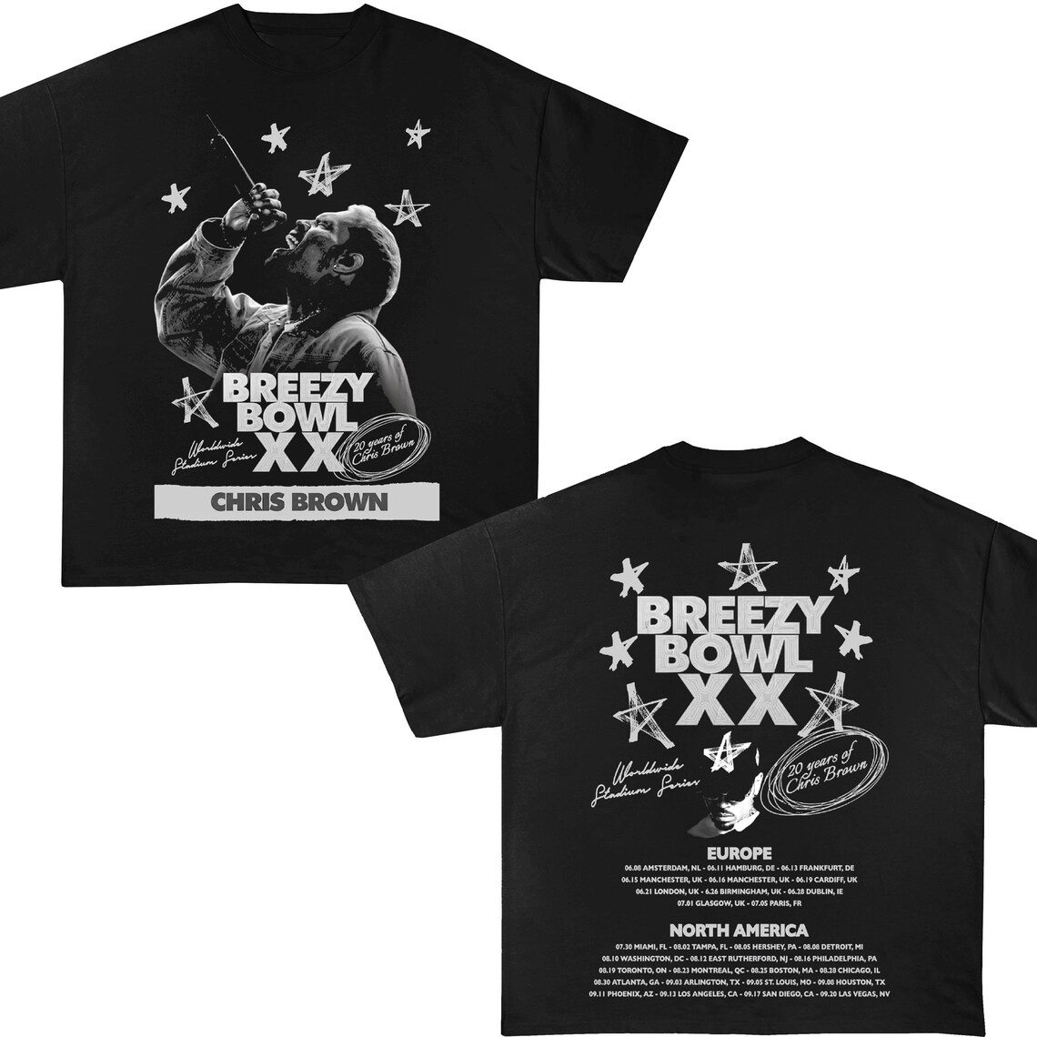 Chris Brown Breezy Bowl XX Tour T-shirt, Chris Brown Album Shirt, Chris ...