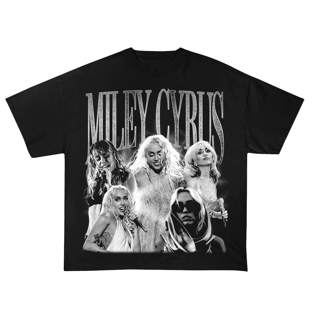 Miley Cyrus Black & White Shirt | 90s Retro Vintage Tshirt | Bootleg T ...