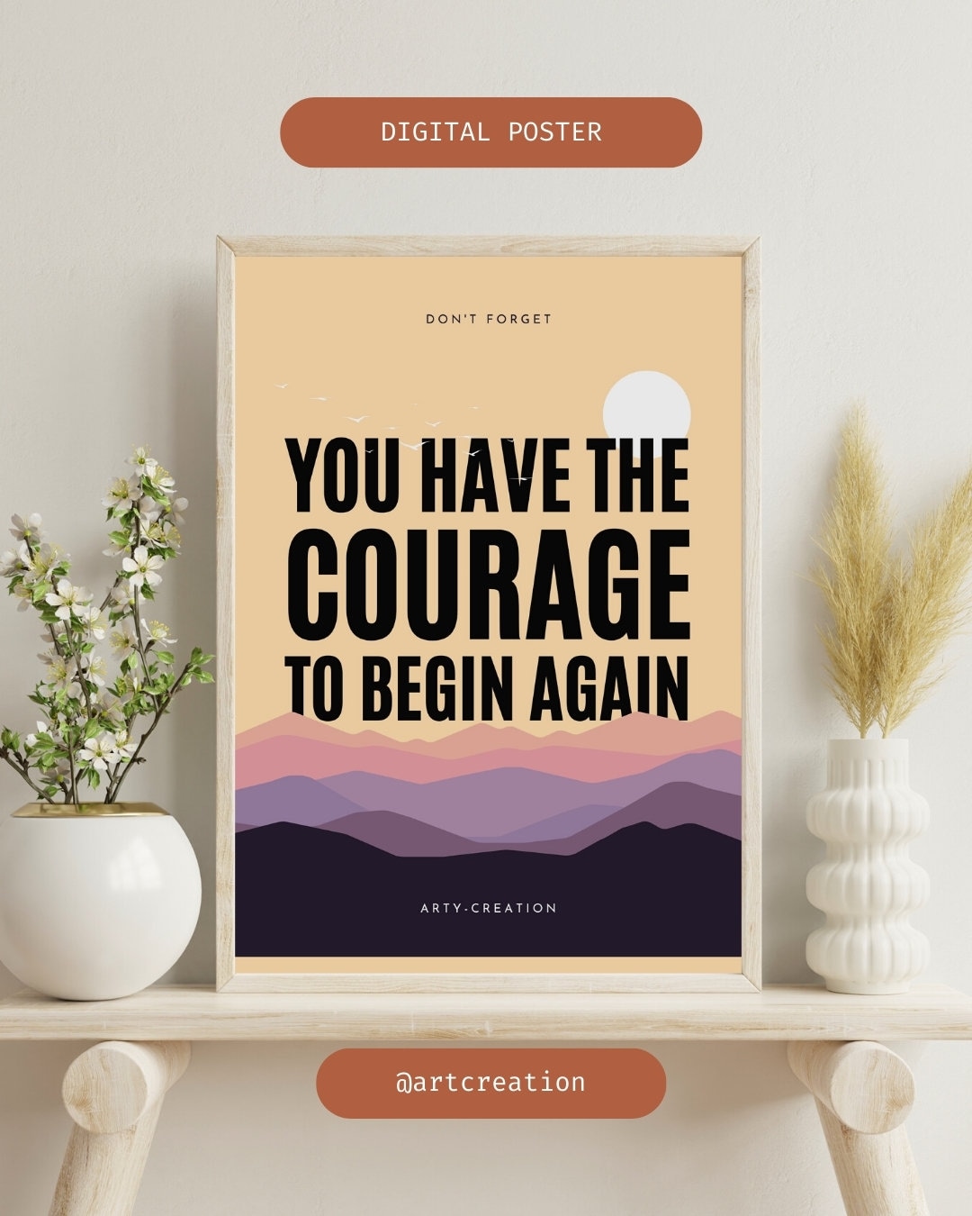 The COURAGE TO START AGAIN POST high Quality - Etsy
