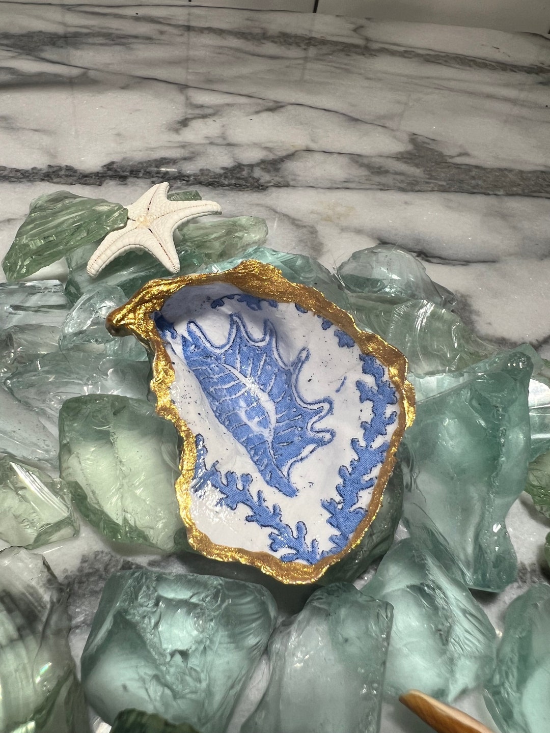 Classic Blue Oyster Shell Ring Dishes - Etsy