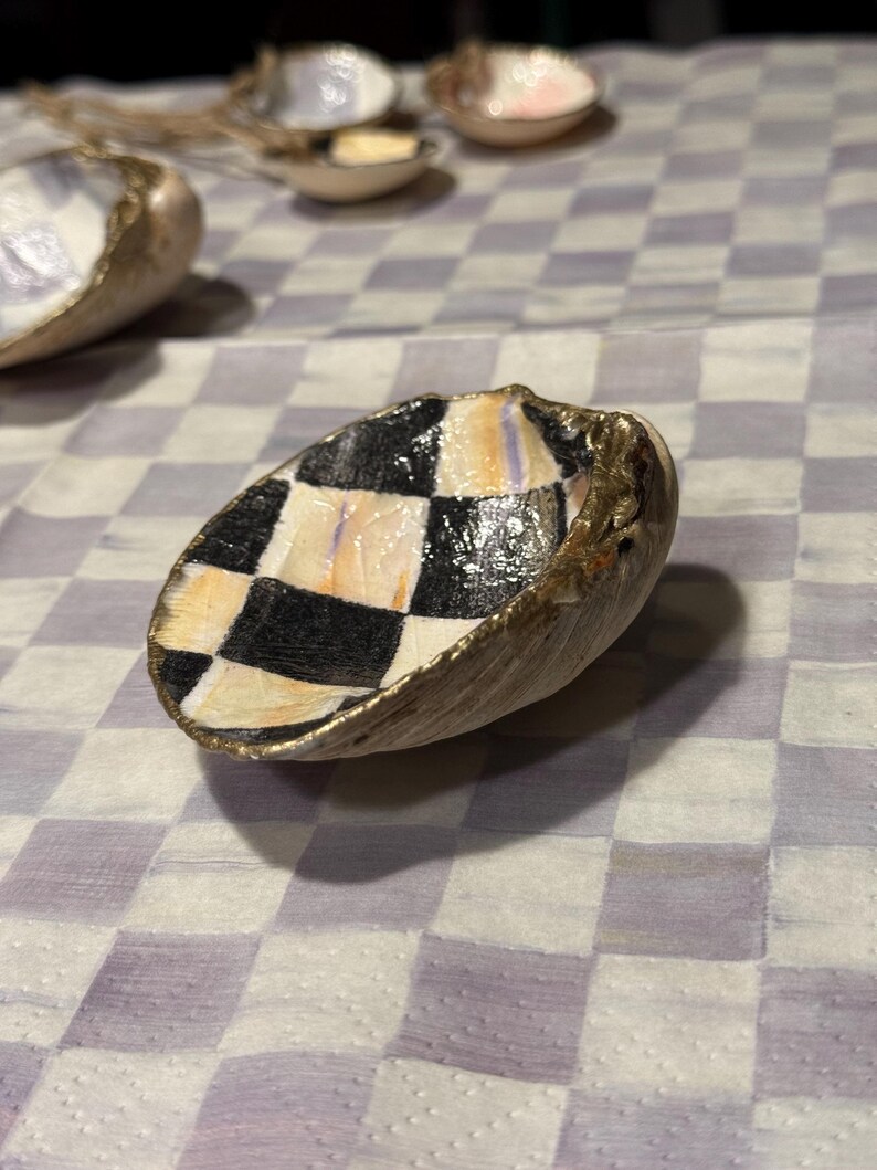 Checkered Clam Shell Ring Dishes - Etsy
