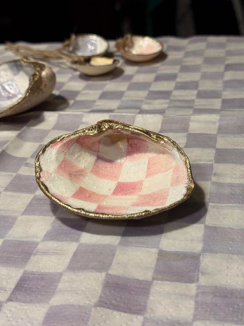 Checkered Clam Shell Ring Dishes - Etsy