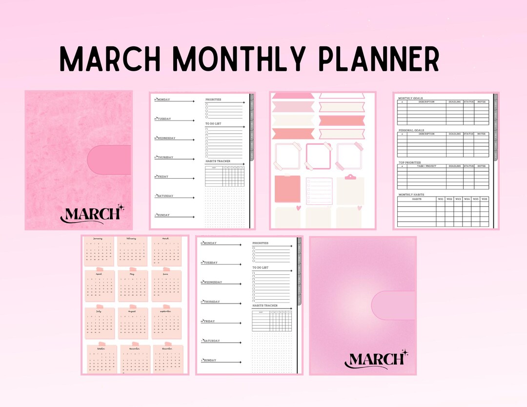 March Minimalist Digital Planner (with Sunday / Monday Start) - Etsy