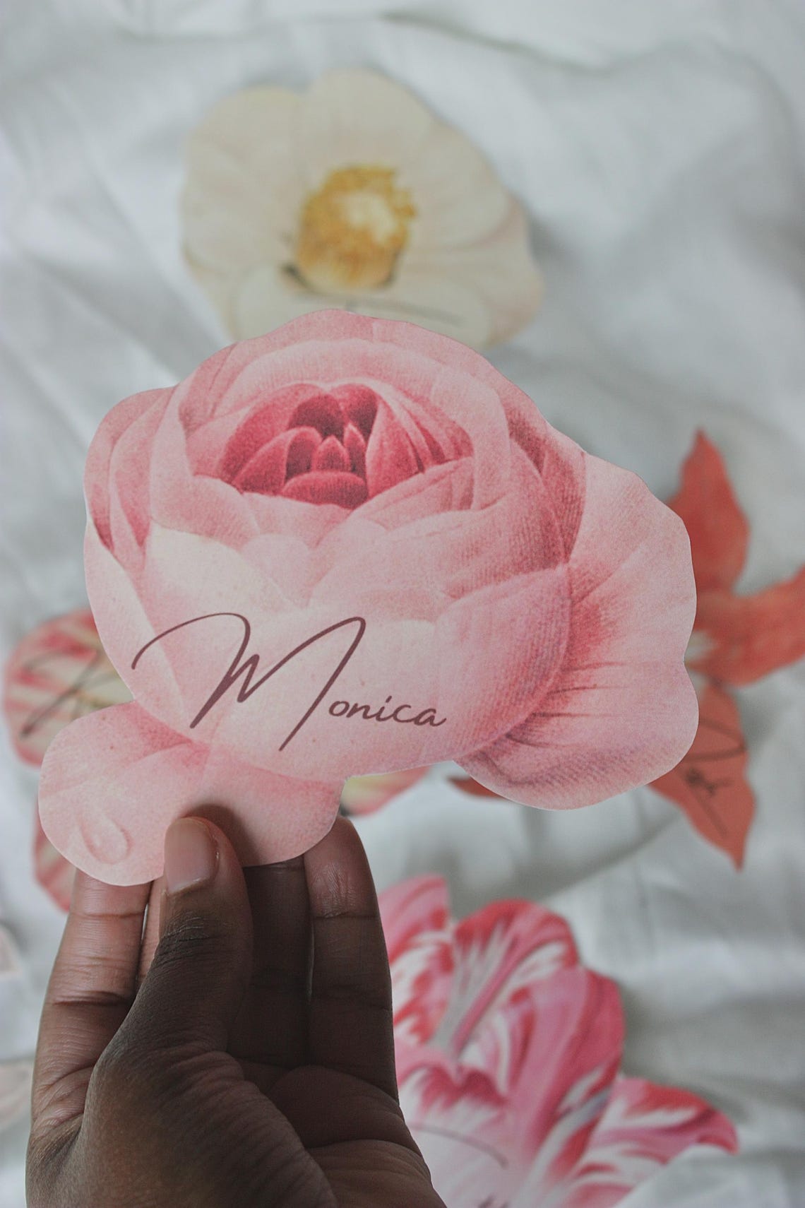 Custom Flower Name Cards Wedding Name Cards Flower Theme Name Cards ...