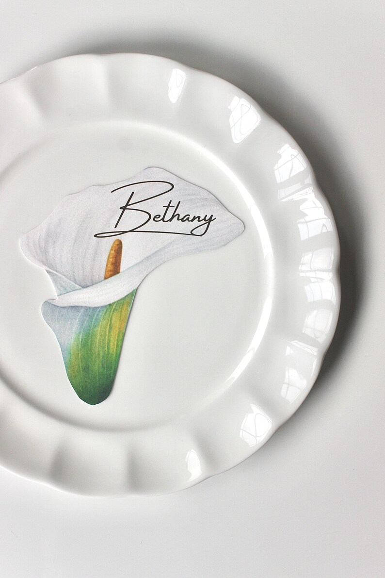 Calla Lily Name Card | Custom Flower Name Cards | Wedding Name Cards ...