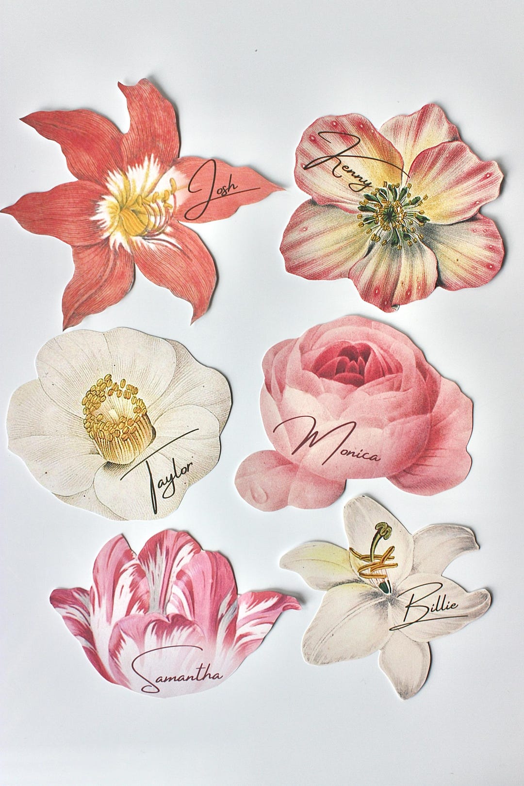 Custom Flower Name Cards | Wedding Name Cards | Flower Theme Name Cards ...