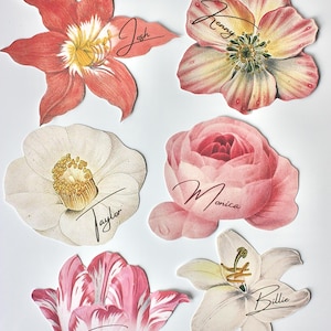 Custom Flower Name Cards | Wedding Name Cards | Flower Theme Name Cards ...