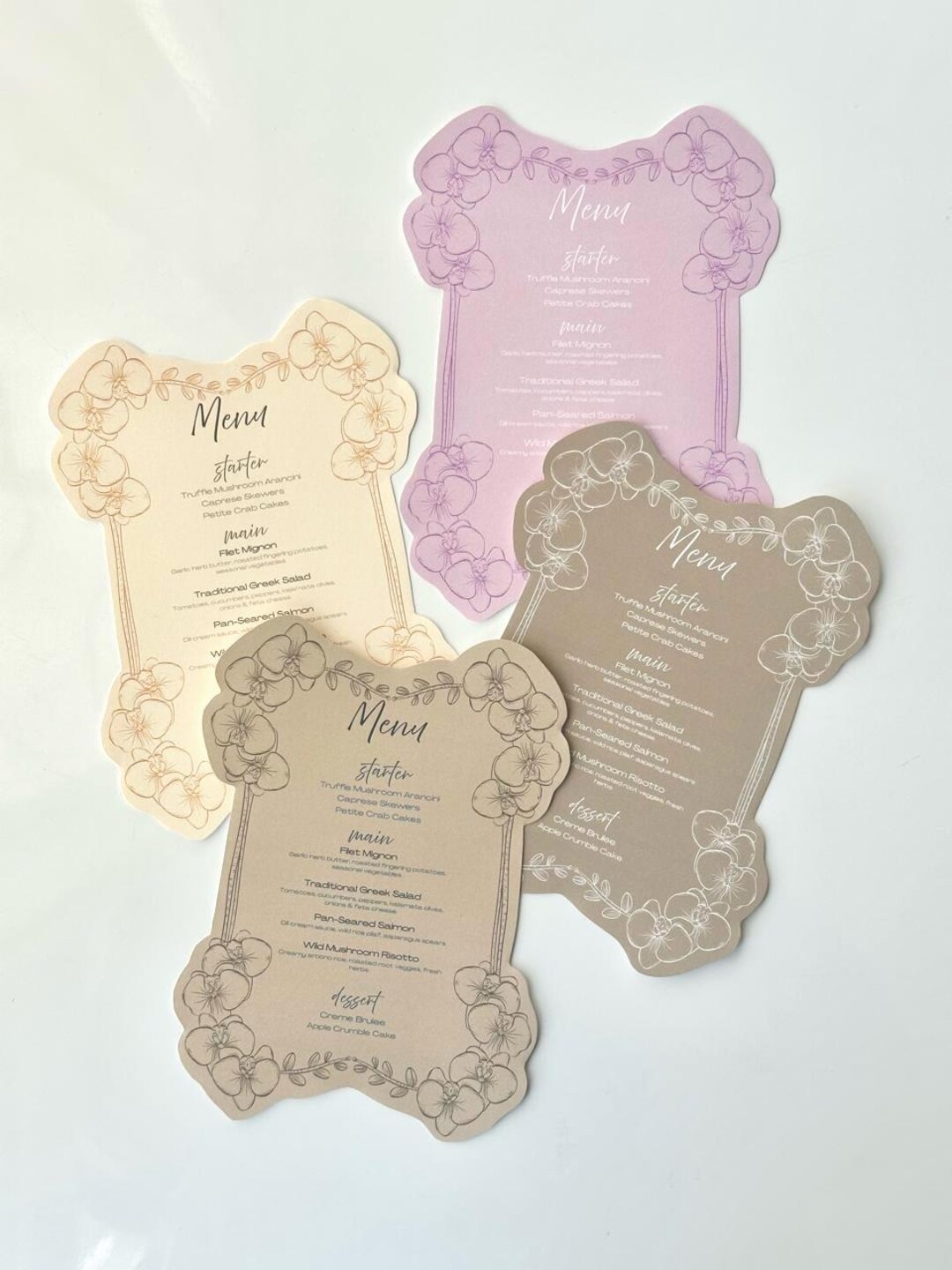 Custom Tropical Orchid Menus | Flower Wedding Menu, Table Decor ...