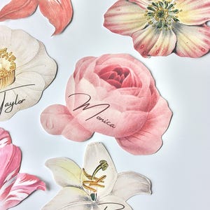 Custom Flower Name Cards | Wedding Name Cards | Floral Theme Name Cards ...