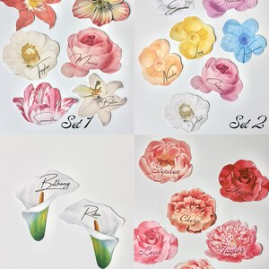 Custom Flower Name Cards | Wedding Name Cards | Floral Theme Name Cards ...