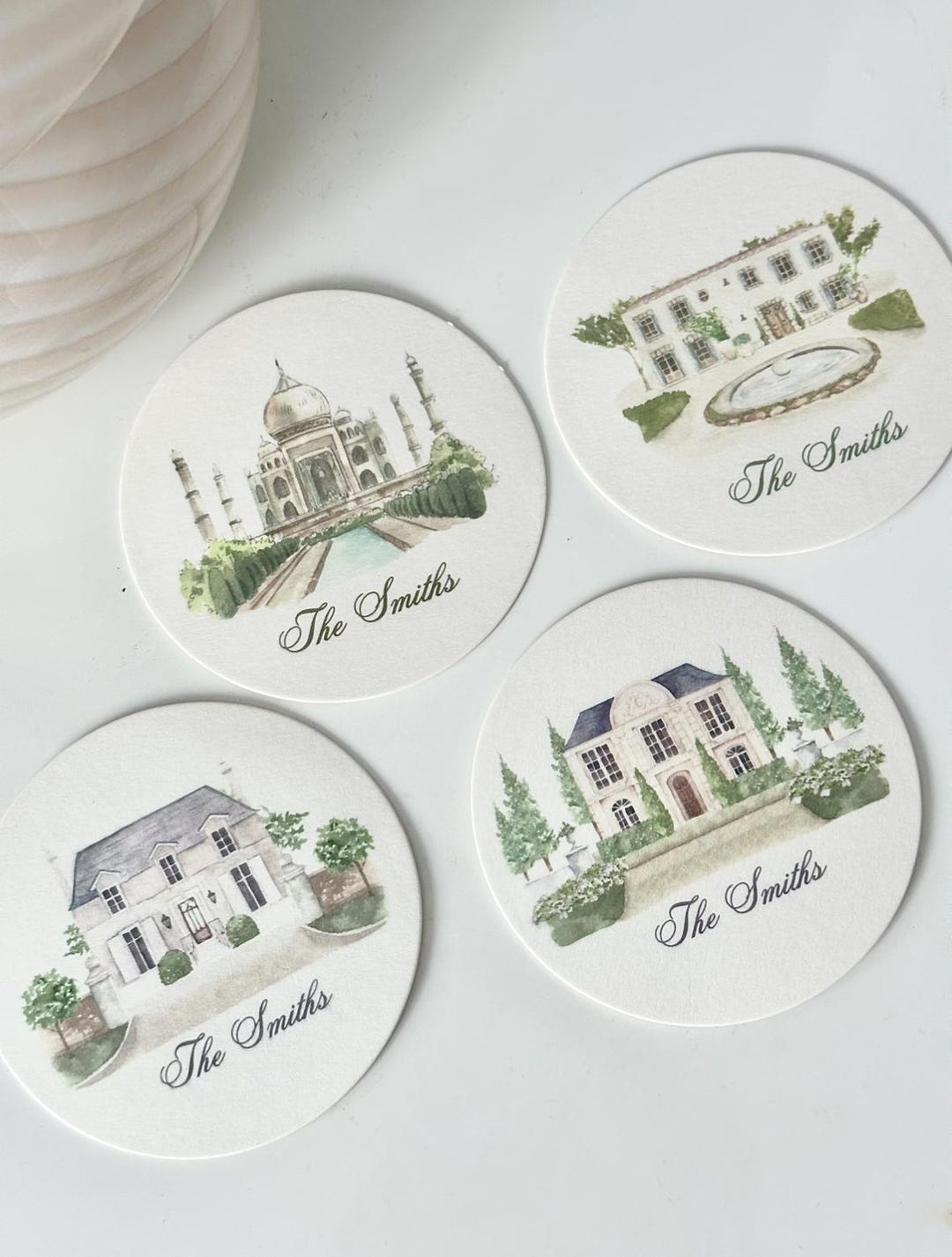 Custom Watercolor Venue Coasters | Wedding Venue Paper Coasters ...