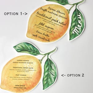Custom Fruit Menus | Pear Menu | Lemon Menu | Watercolor Menu | Fruit ...