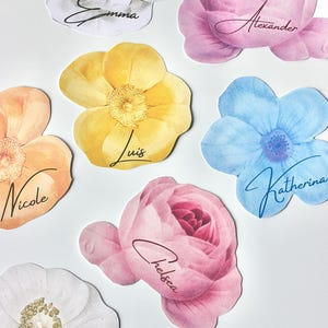 Custom Flower Name Cards | Wedding Name Cards | Flower Theme Name Cards ...