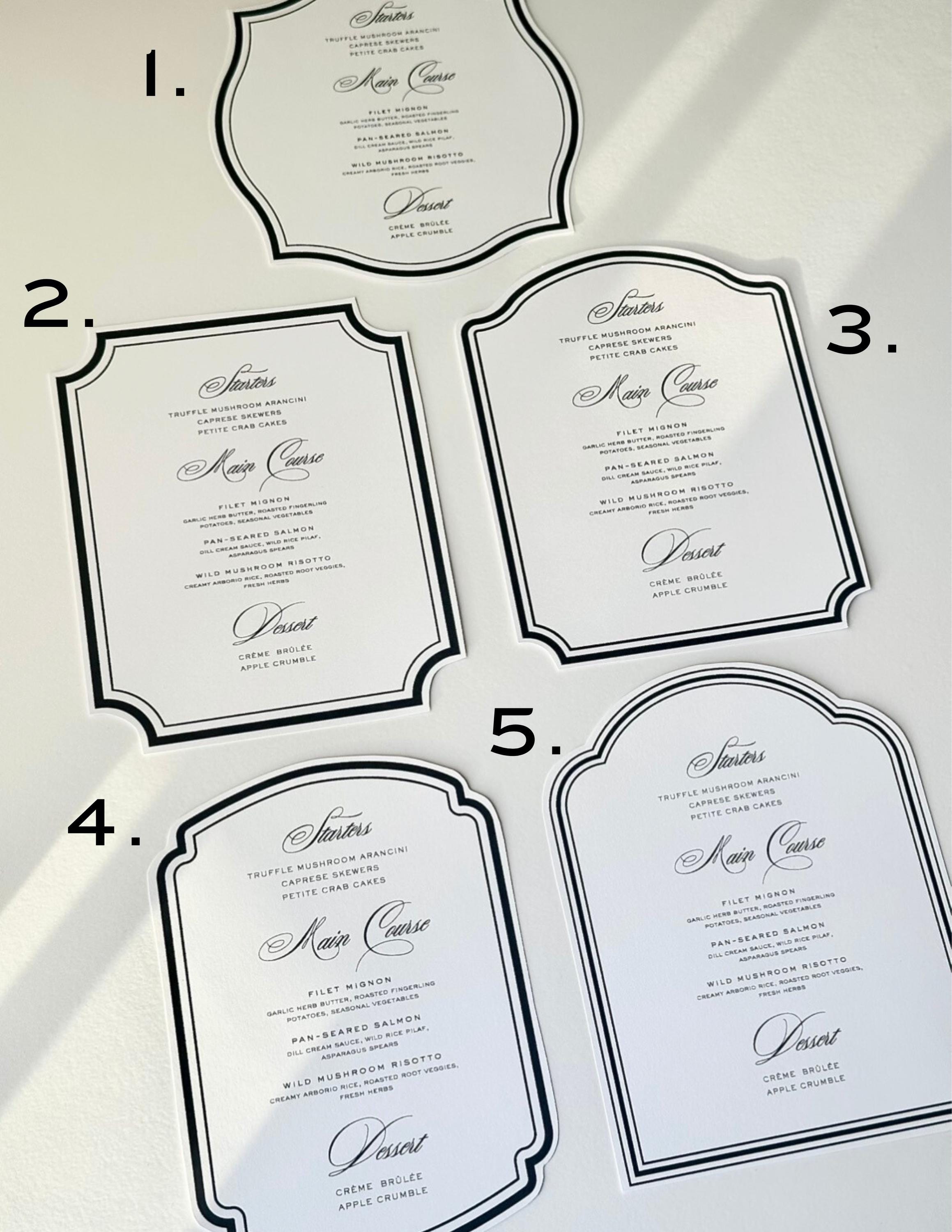 Custom Menu | Wedding Menu | Table Decor | Unique Border Menu | Event ...