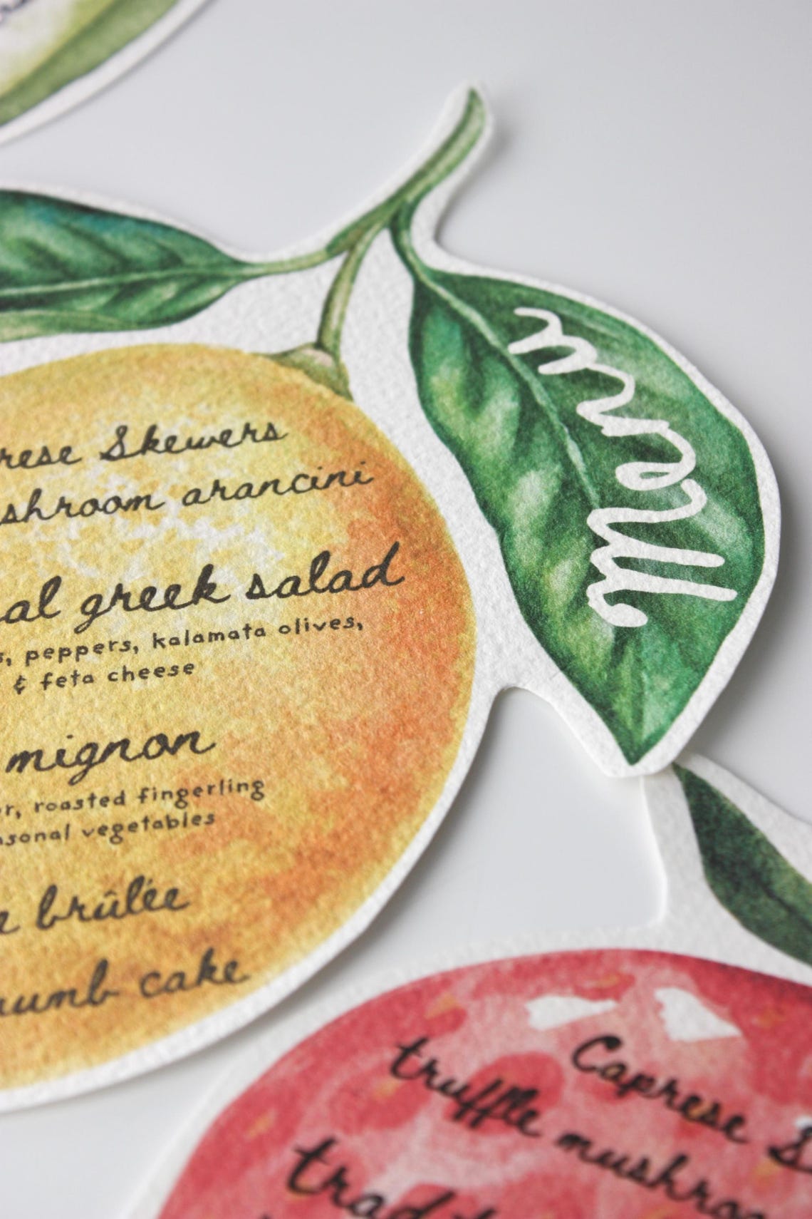 Custom Fruit Menus | Pear Menu | Lemon Menu | Watercolor Menu | Fruit ...