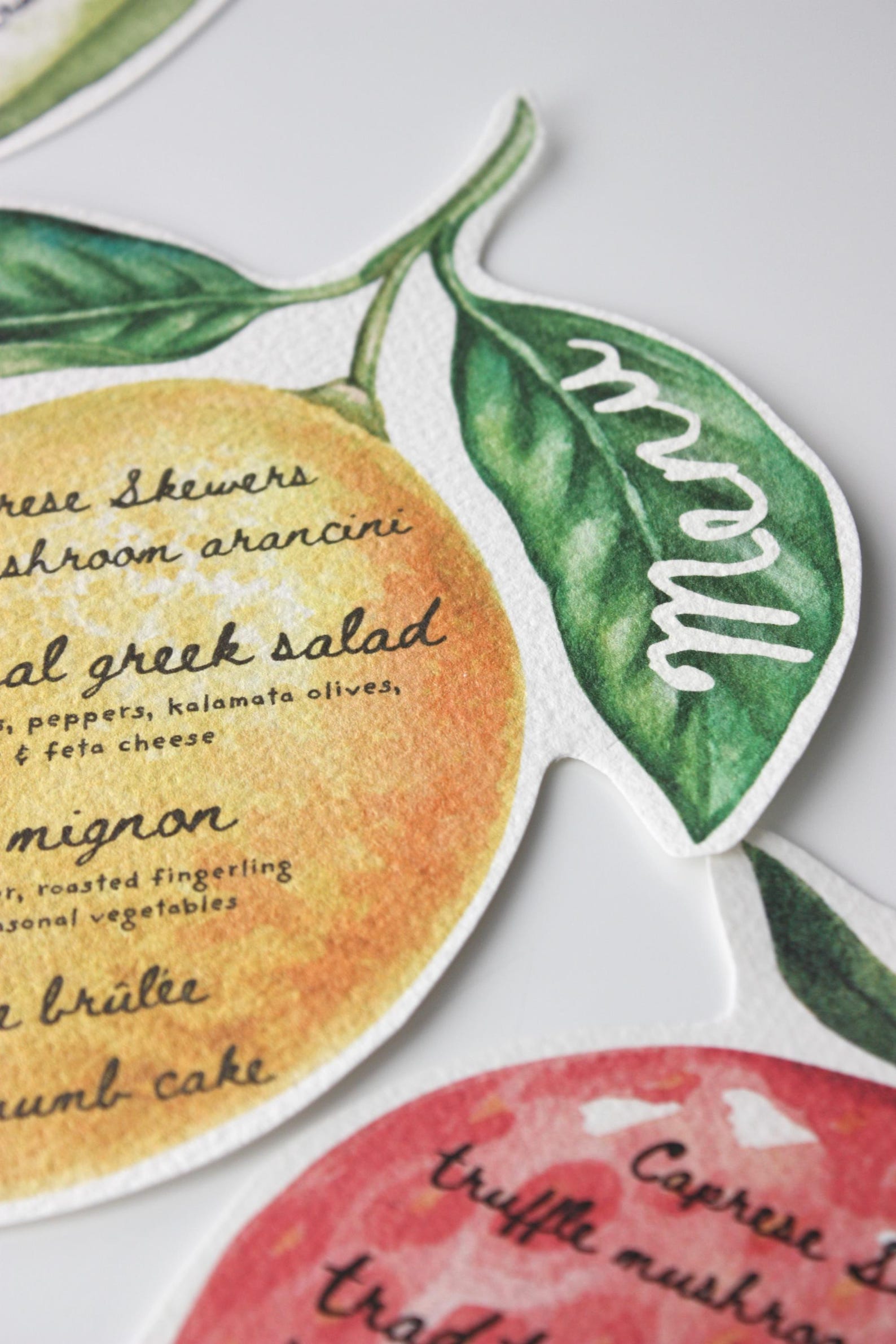 Custom Fruit Menus | Pear Menu | Lemon Menu | Watercolor Menu | Fruit ...
