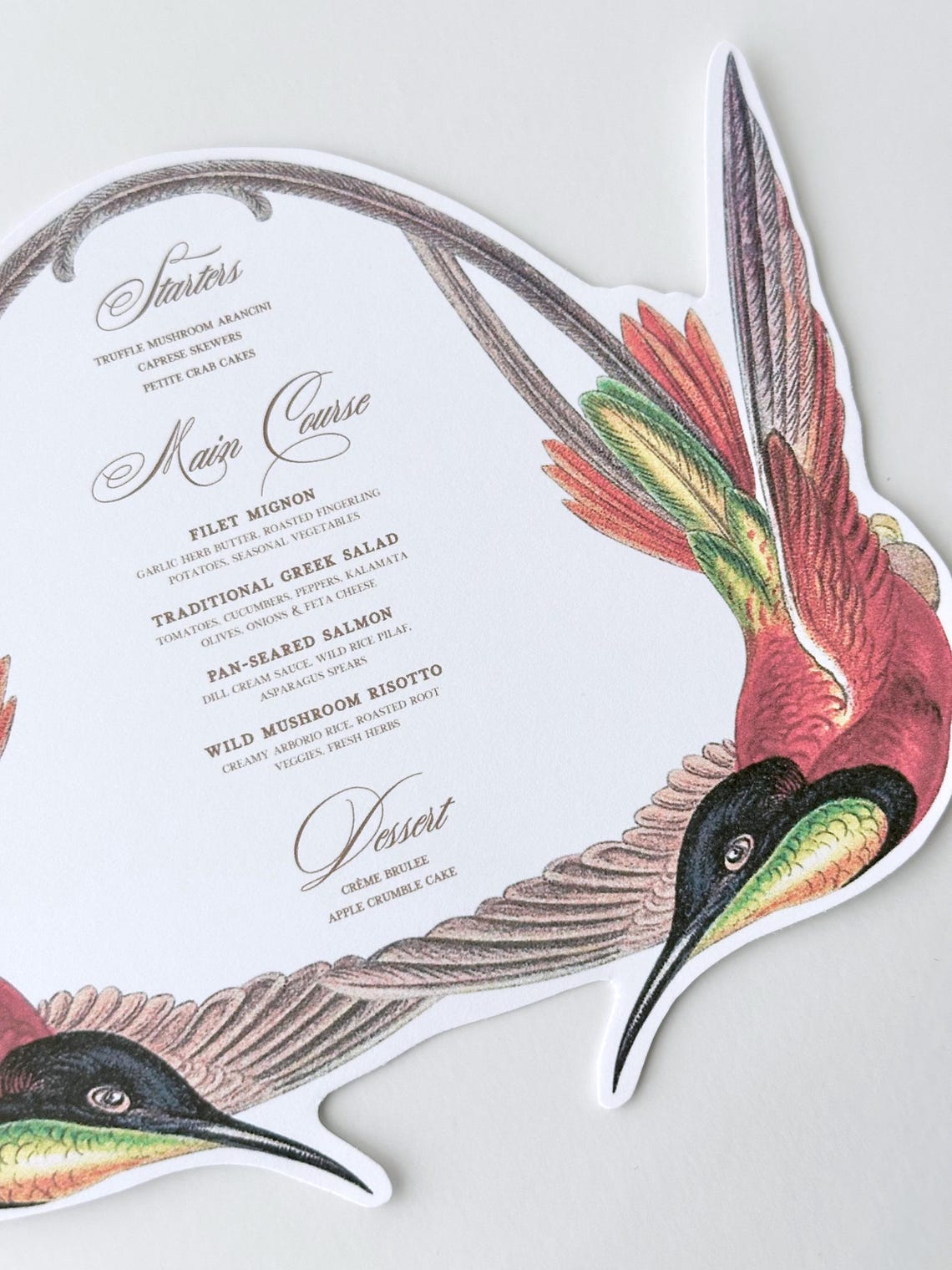 Vintage Bird Menu | Wedding Menu | Hummingbird Menu | Vintage Wedding ...