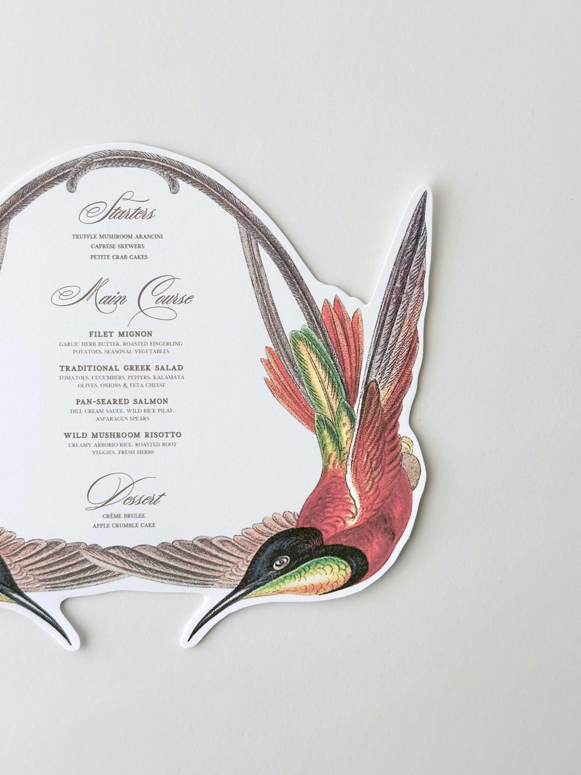 Vintage Bird Menu | Wedding Menu | Hummingbird Menu | Vintage Wedding ...
