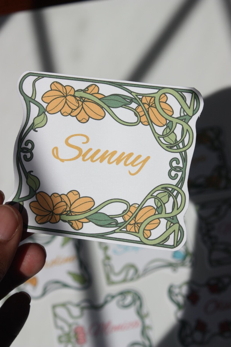 Custom Art Nouveau Flower Name Cards | Wedding Name Cards | Romantic ...