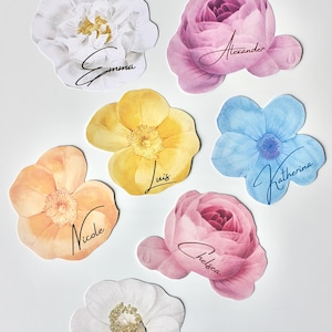 Custom Flower Name Cards | Wedding Name Cards | Floral Theme Name Cards ...