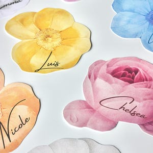 Custom Flower Name Cards | Wedding Name Cards | Flower Theme Name Cards ...