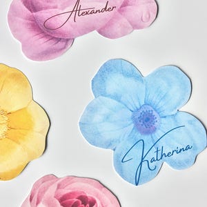 Custom Flower Name Cards | Wedding Name Cards | Flower Theme Name Cards ...