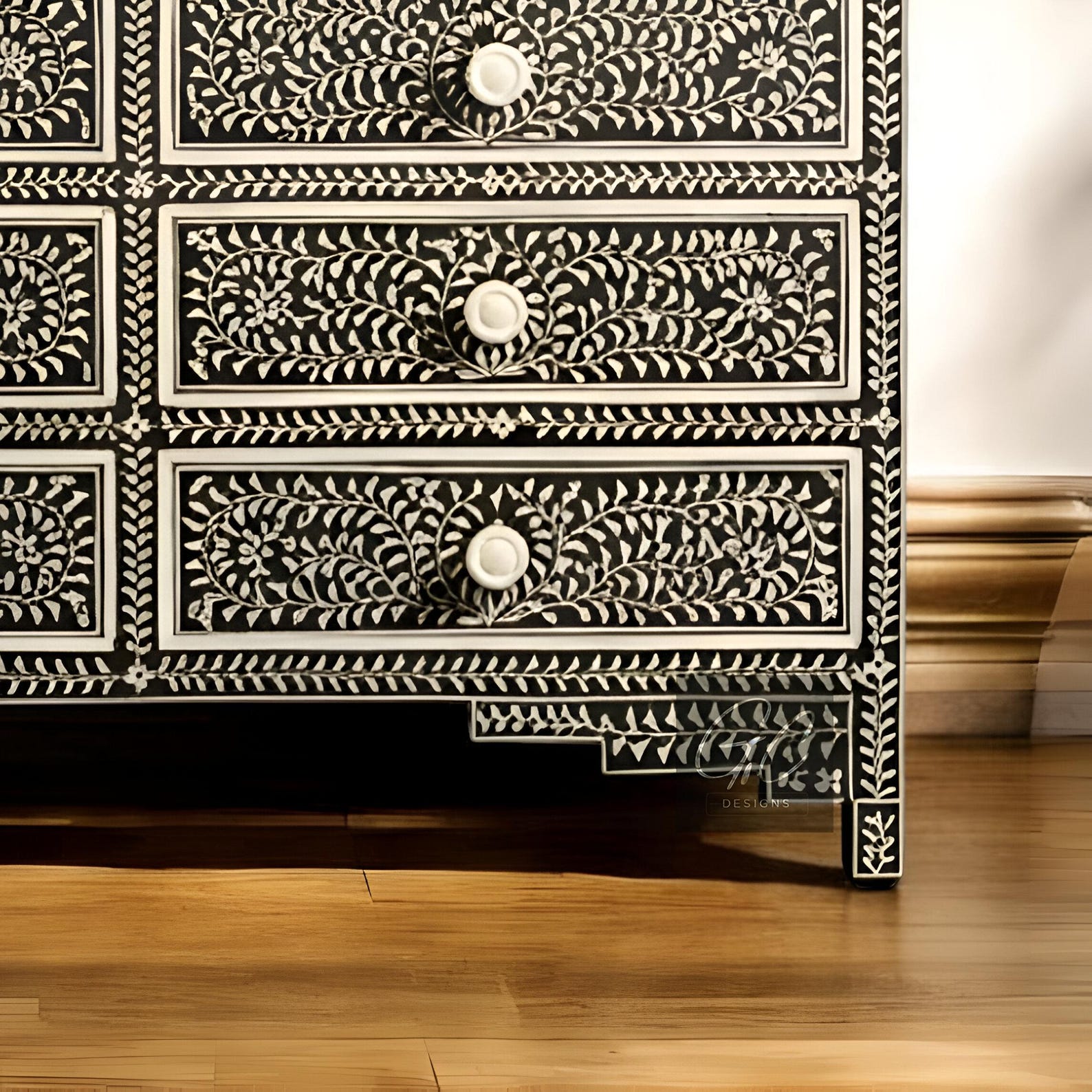 Bone Inlay Dresser Dressers for Home Black Dresser Eight Drawers Chest ...