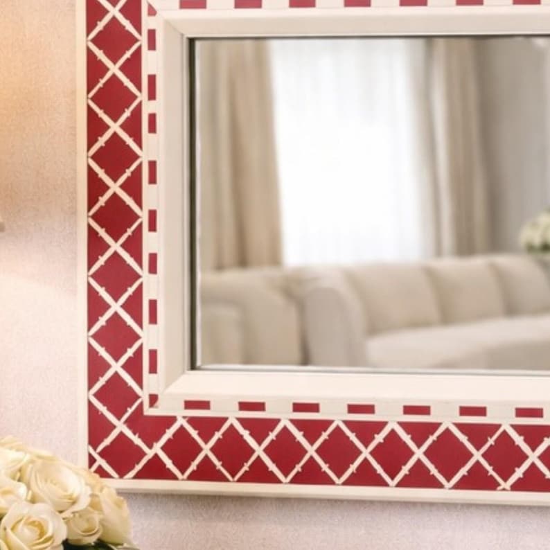 Handcrafted Bone Inlay Mirror: Greek Key Design, Luxury Furniture ...