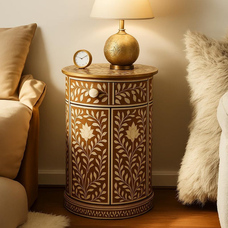 Bone Inlay End Table - Etsy