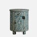 Floral Bone Inlay End Table: Light Blue Round Accent Table - Etsy