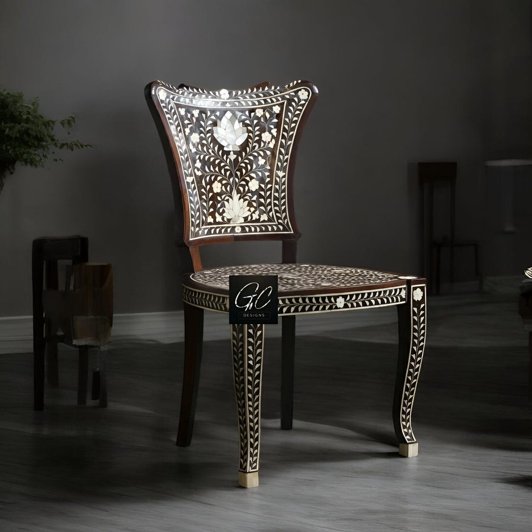 Premium Wooden Inlay Armchair Wooden Armrest Inlay Chair Decorative ...