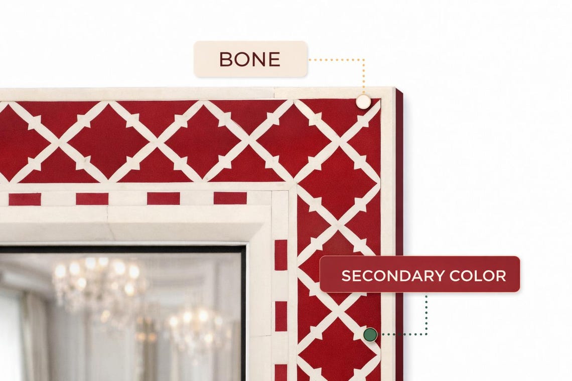 Handcrafted Bone Inlay Mirror: Greek Key Design, Luxury Furniture ...