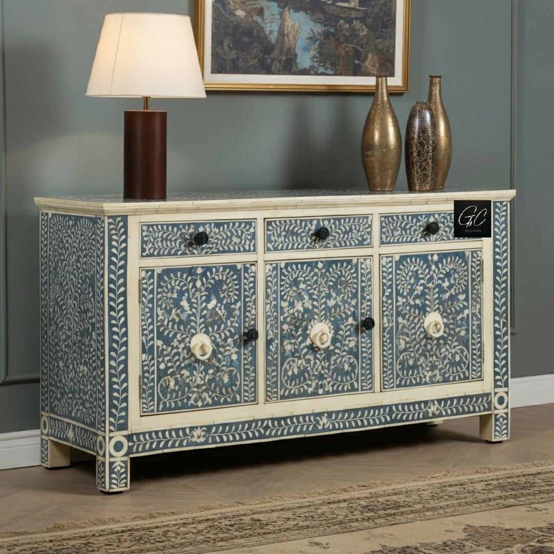 Bone Inlay Three Door Cabinet Cabinet With 3 Drawer Design Cabinet for ...