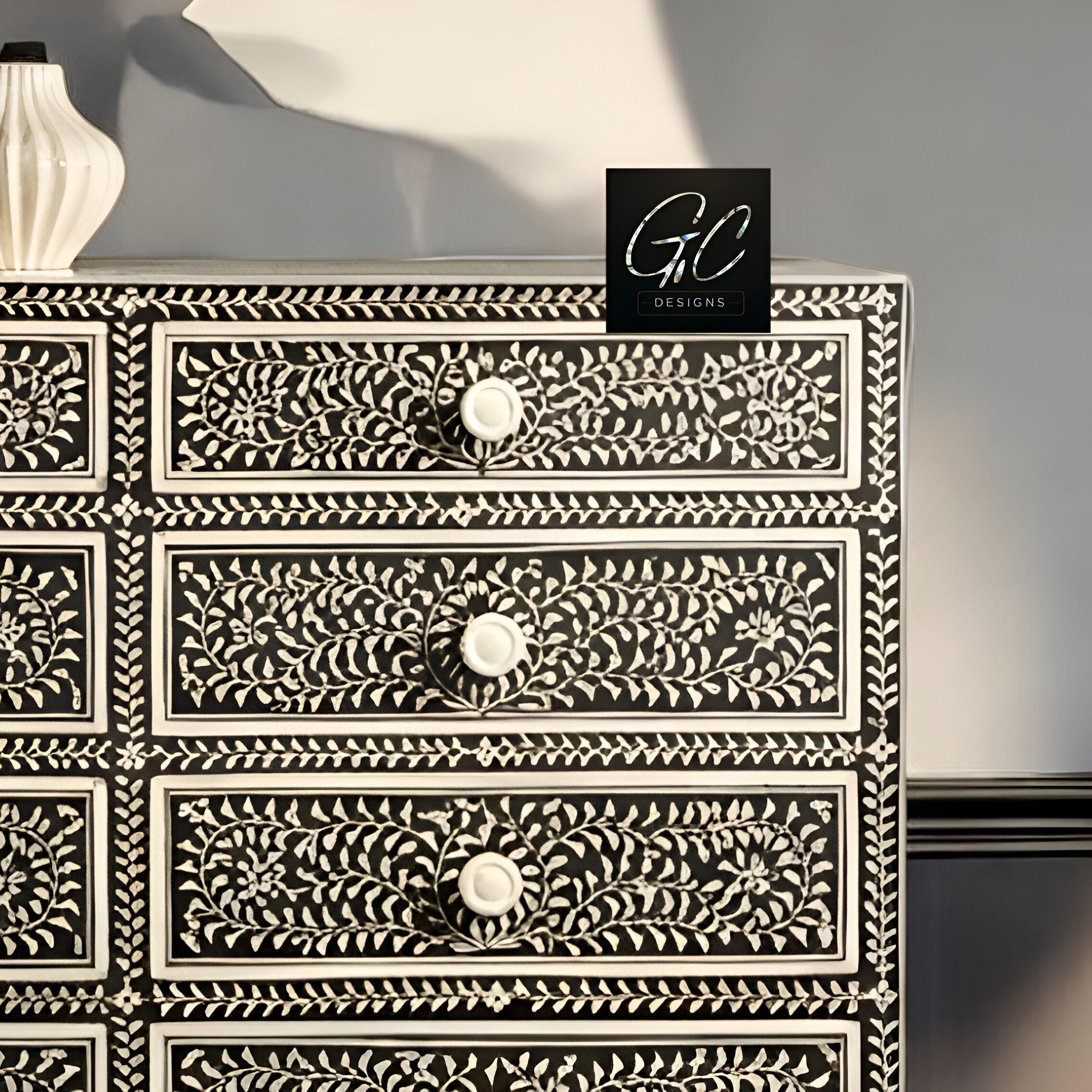 Bone Inlay Dresser Dressers for Home Black Dresser Eight Drawers Chest ...